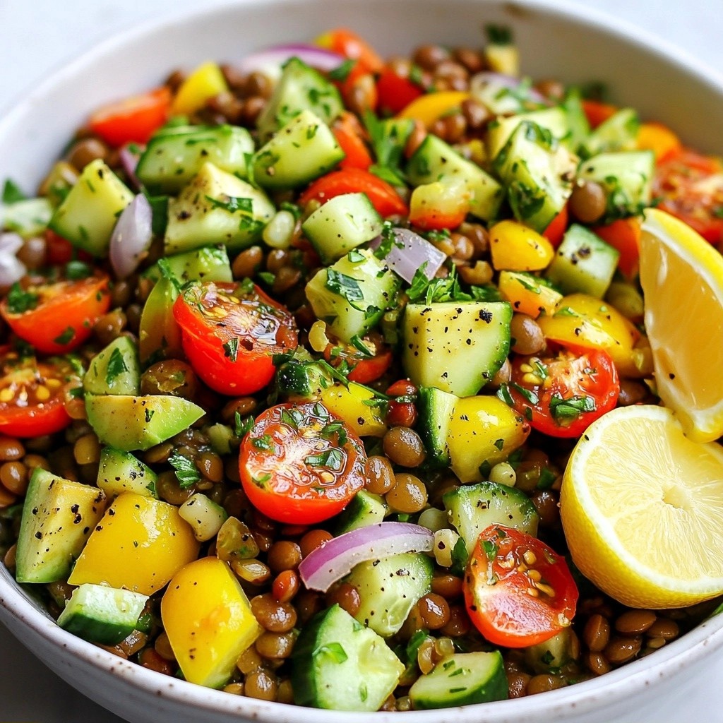 Fresh Healthy Avocado Lentil Salad Simple Recipe - Recipe Website